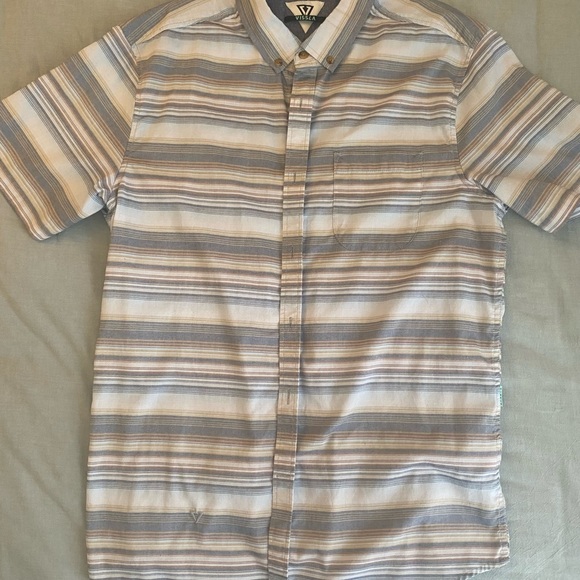 VISSLA | Shirts | Mens Striped Blue And Gray Shirt | Poshmark